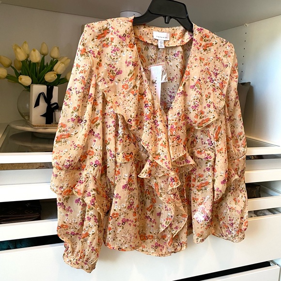 Topshop | Tops | Topshop Floral Ditsy Print Ruffle Button Down Blouse | Poshmark